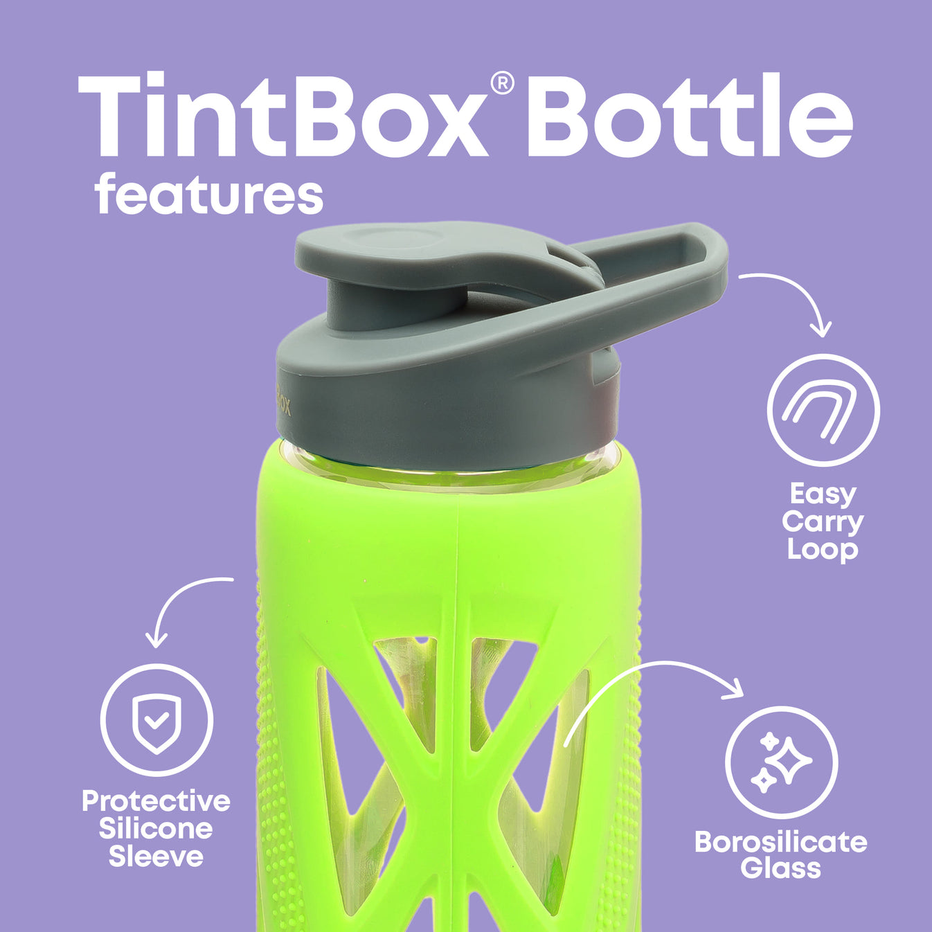 Stylish Borosilicate Glass Bottle with Protective Silicon Sleeve, 750 ...