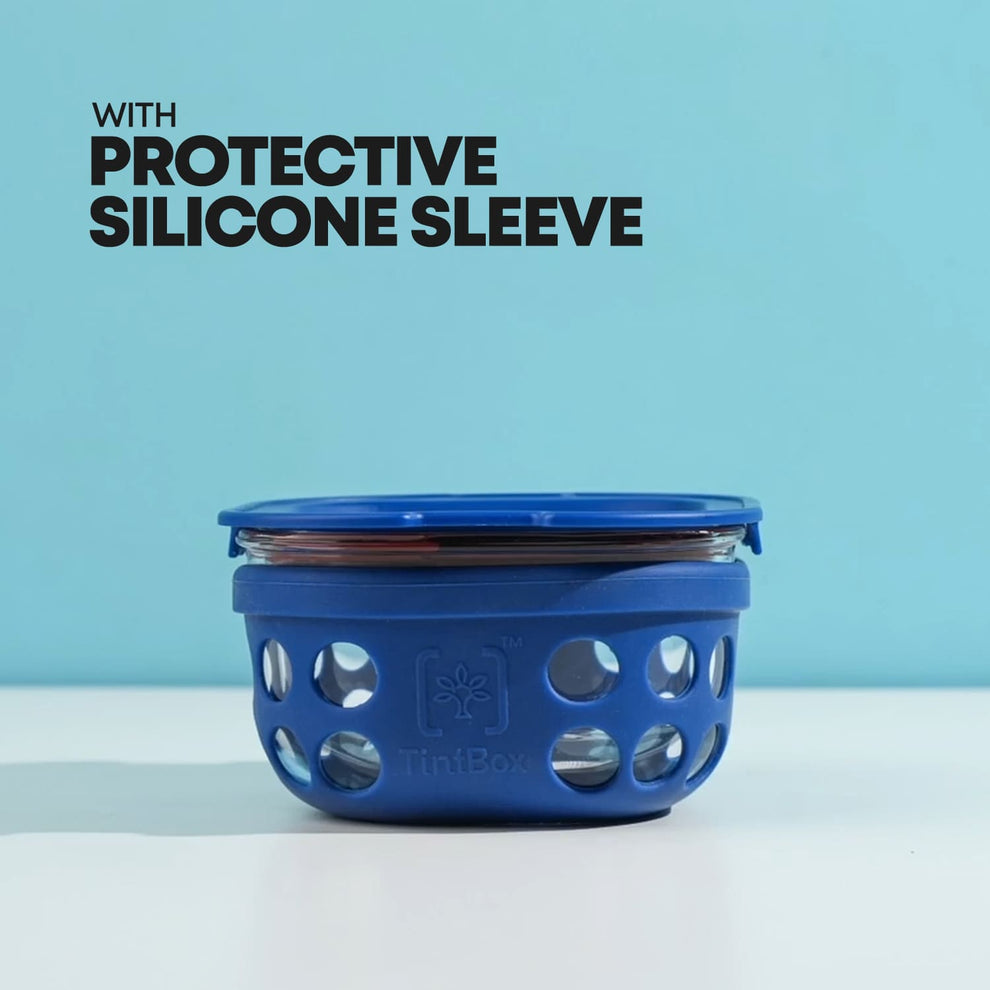 Tintbox Borosilicate Glass Lunch Box with Silicon Sleeve | Leak Proof ...