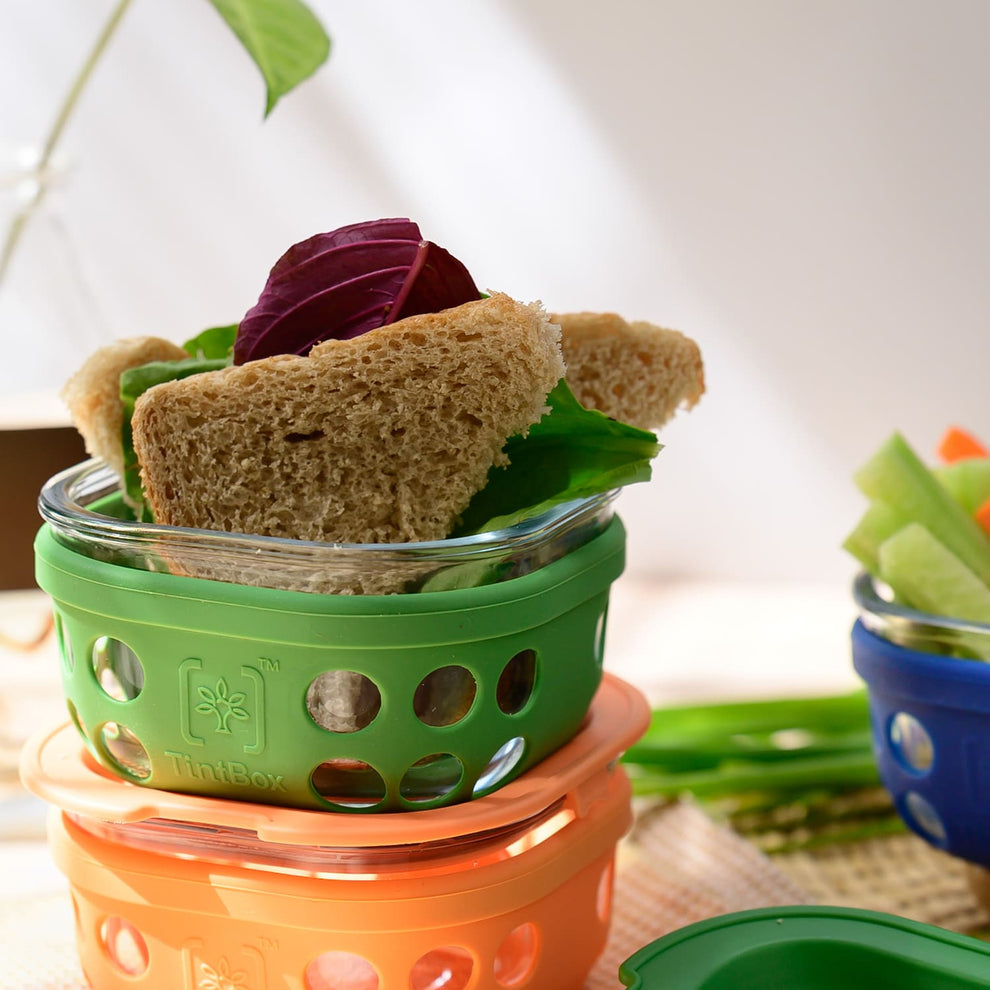 Tintbox Borosilicate Glass Lunch Box with Silicon Sleeve | Leak Proof ...